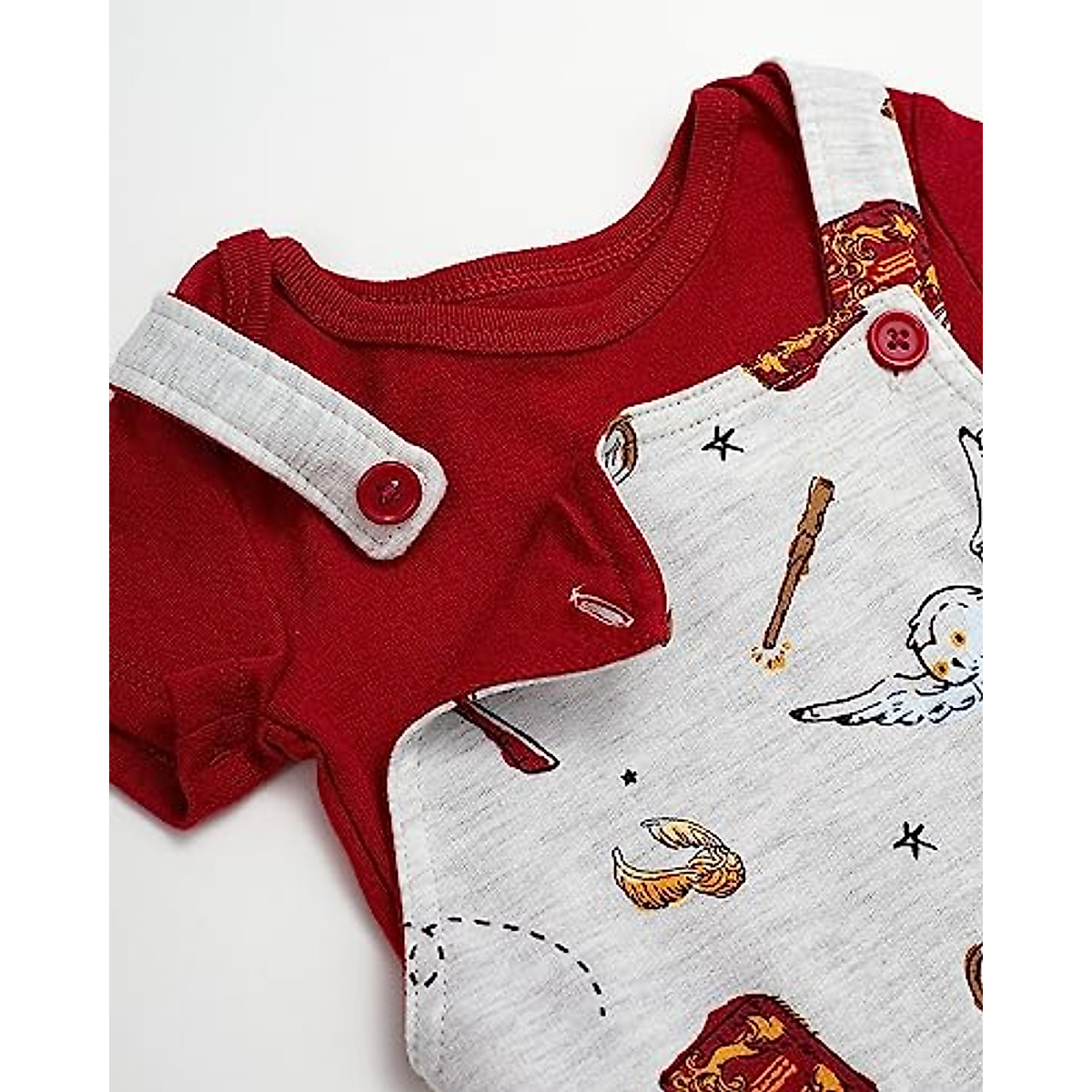 Harry Potter Baby Boys T-Shirt and Shortall Romper Set Gifts Baby Clothes (Burgundy, 18 Months)