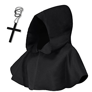 Akokvlar Adult Unisex 9PCS Plague Doctor Costume with Mask Gloves Hat Necalace Scepter (Black, X-Large)