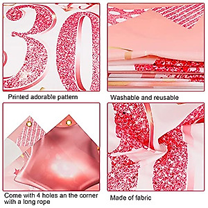 DPKOW Rose Gold 30th Birthday Party Decoration for Woman, Rose Gold 30th Birthday Banner for Backdrop Door Decoration,30th Birthday Background Banner for Garden Wall Decoration, 185 x 90cm Fabric