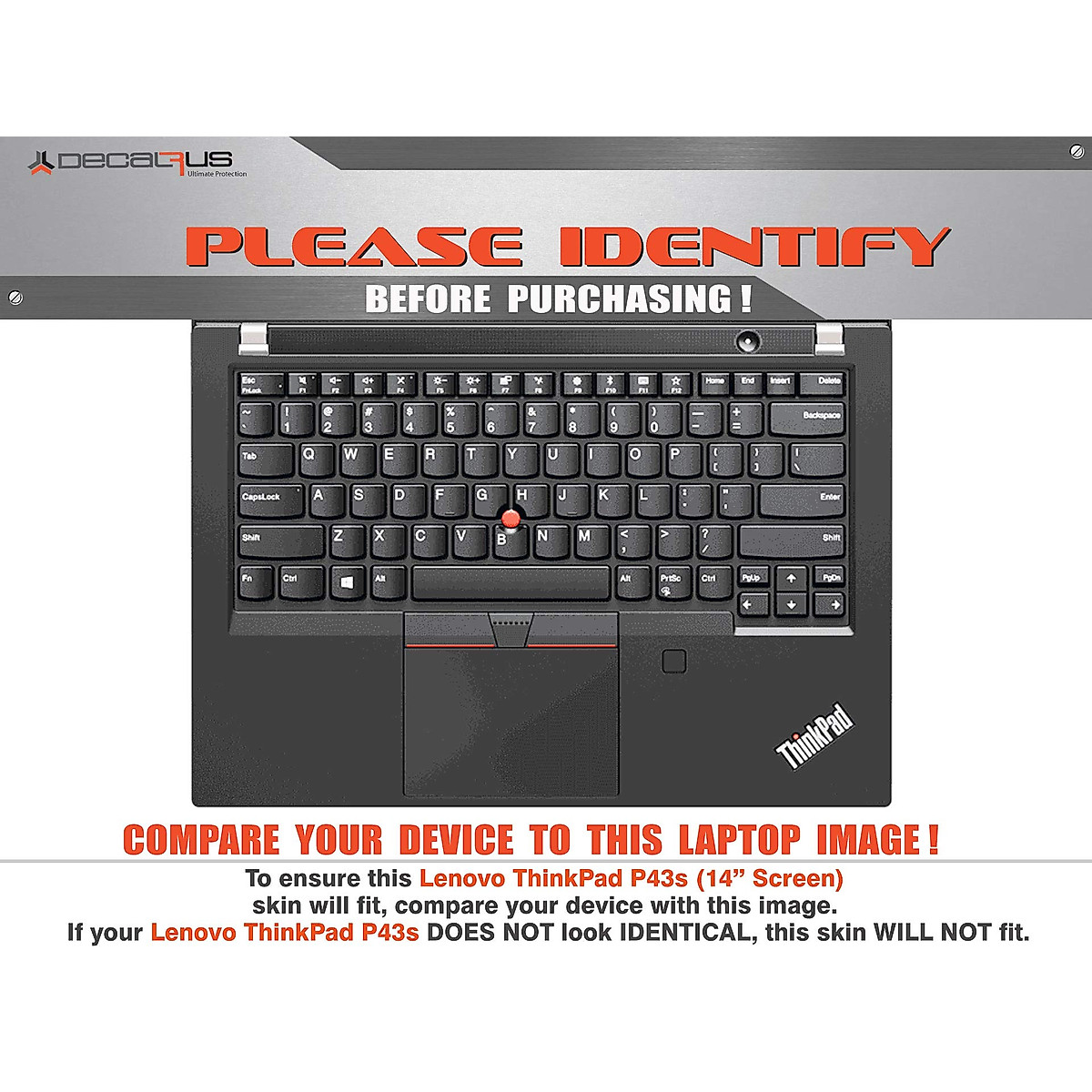 Decalrus - Protective Decal for Lenovo ThinkPad P53 (14" Screen) Laptop Crocodile Skin Pattern Texture Skin case Cover wrap CROlenovoThnkpd14_P43sBlack