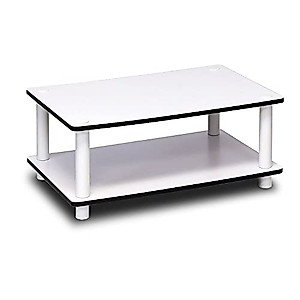 Furinno 11172 Just 2-Tier No Tools Coffee Table, White w/White Tube