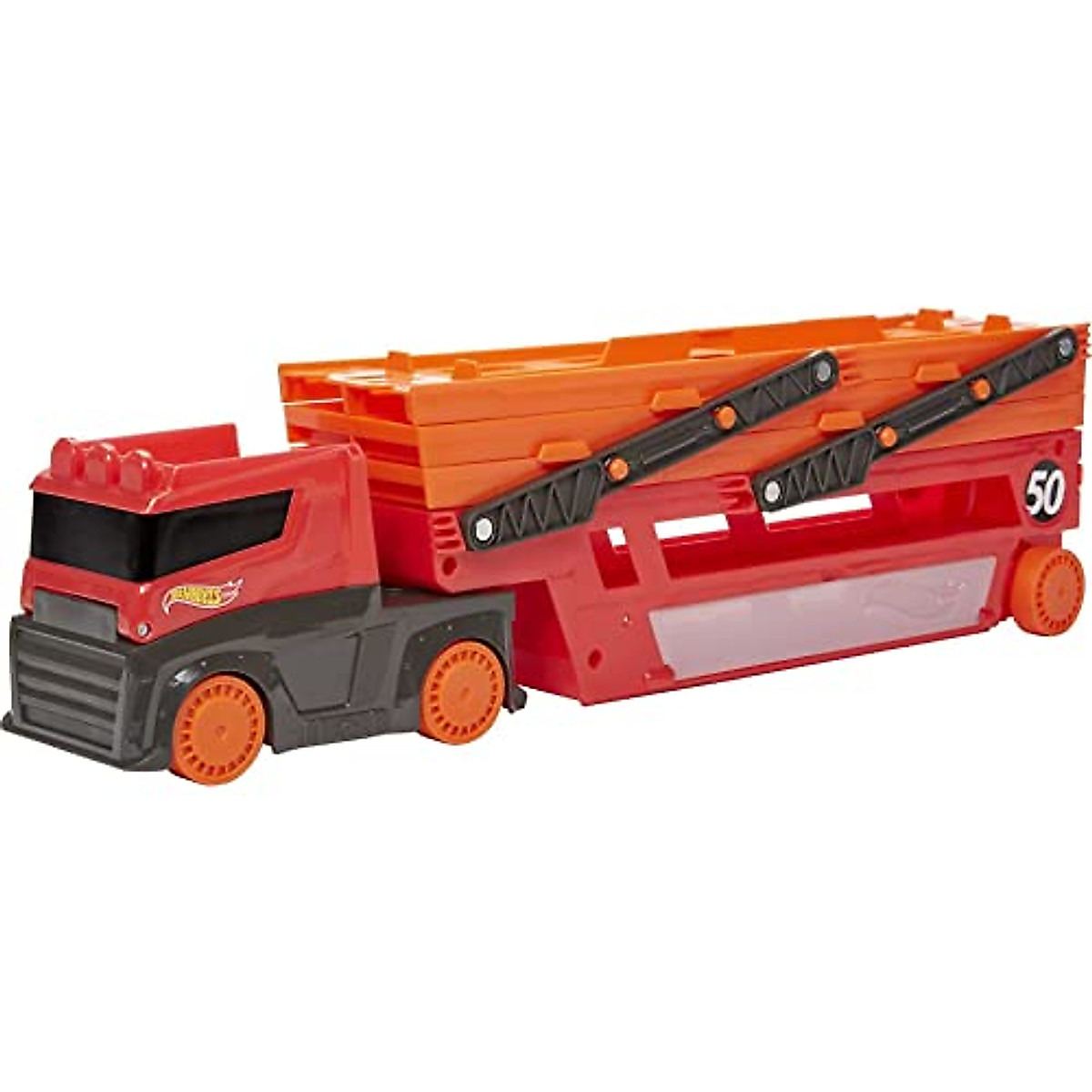 Hot Wheels MEGA Hauler with 6 Expandable Levels, Storage for Up to 50 1:64 Scale Toy Cars, Connects to Other Tracks