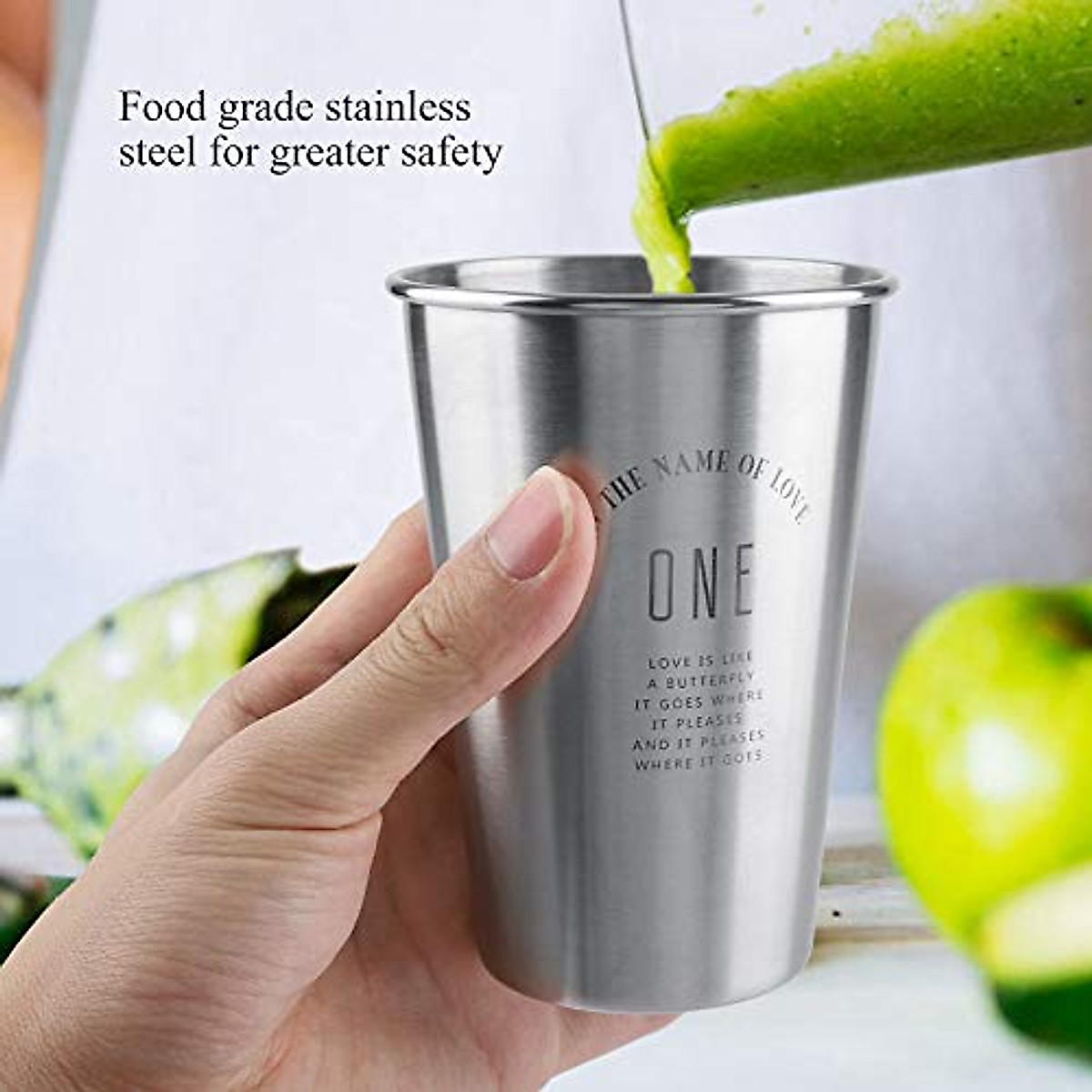 Stainless Steel Bottle, Stainless Steel Mug 4.9 * 3.5In Mug, Stainless Steel Measuring Cup Stainless Steel Cups for Drinks Coffee Water