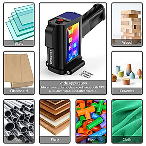 UPRINTJET Handheld Inkjet Printer B35 Print Height 0.098-1" Handheld Printer for Variable Data QRCode Barcode Logo Date Number Label Inkjet Printer with Solvent Quick Dry Ink for Almost Any Surfaces