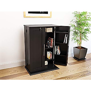 Prepac Locking Media Storage Cabinet with Shaker Doors Storage Cabinet, Black