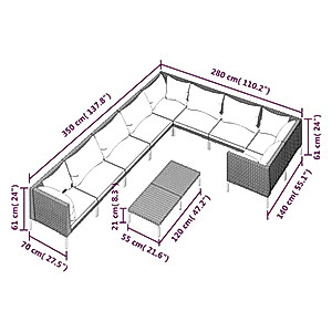 WHOPBXGAD 10 Piece Patio Lounge Set Lawn Furniture,Patio Furniture Sets,Patio furnitureSui for patios, Gardens, lawns, Balconies, Poolside,with s Poly Rattan Dark Gray