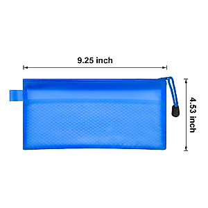 Bememo 12 Pieces 6 Colors Pencil Pouch Zipper File Bags Waterproof Plastic Double Layer for Pen Bag Cosmetics Supplies Travel Accessories