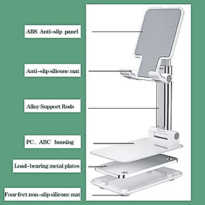 QIYIENDIAN Cell Phone Solid Stand for Desktop/Office Desk with Ankle/Height Adjustable, and Foldable Phone Holder for All Smartphone Samsung Galaxy iPhone14/13/ XR Plus（B3-Green）