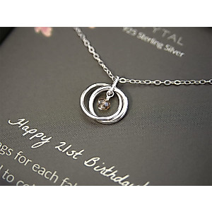EFYTAL 21st Birthday Gifts for Her, Sterling Silver Necklace, 21 Year Old Birthday Gifts for Her, 21st Birthday Decorations for Her, Gifts for 21 Year Old Female, 21st Birthday Gifts for Daughter
