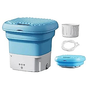 Matybobe Portable Washing Machine, Foldable Mini Washer with Forward and Reverse Pulsator Elution Dual Purpose, for Baby Clothes, Underwear or Small Items, Apartment Dorm, Camping, Travelling, Blue