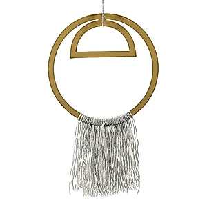 Main + Mesa Round Metal Wall Hanging with Tassel, Gold