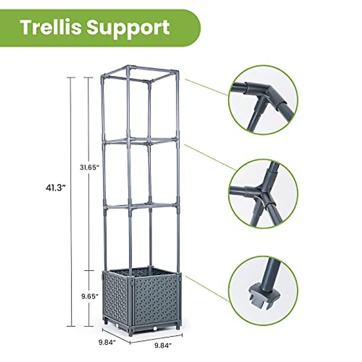 GREEN MOUNT Raised Garden Bed Planter Boxes with Trellis for Climbing Vegetables Plants Tomato Cage
