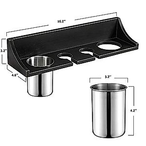 Hair Dryer Holder Wall Mounted Blow Holder Bathroom Hair Tool Organizer, Hair Styling Care Tool Organizer, Rustic Wood Beauty Appliance for Flat Iron, Curling Wand, Hair Straighteners, Brushes（Black）