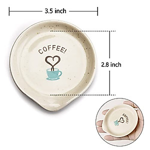 FANGSUN Ceramic Coffee Spoon Holder Rests for Coffee Station Decor, Mini Spoon Holder for Stove Top Countertop, Small Teaspoon Rest, Porcelain Spoon Holder For Coffee Bar Accessories, White, 3.5 Inch