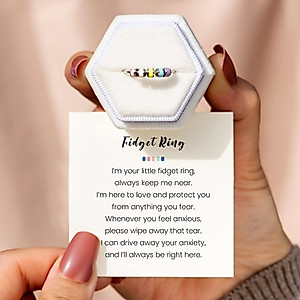 STORYJEWELLERY Fidget Rings for Women, Anxiety Ring for Women, Silver Enamel Fidget Rings, Fidget Rings for Anxiety for Women, Gifts for Women (all Silver Mac 06)
