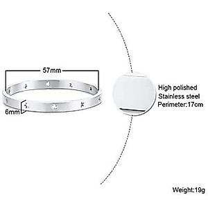 2 Pcs Stainless Steel Star Buckle Bracelet Bangle Polished Bracelet Open Clasp Classical with Stainless Steel for Men's Women Couples