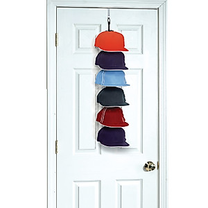 Perfect Curve Cap Rack18 System – Hat Racks for Baseball Caps | Hat Organizer for Closet | Over Door Hanger | Over Door Organizer | Six Clips Hold up to 18 Caps | Black