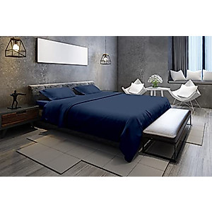 Luxury 1000 Thread Count 100% Egyptian Cotton Bed Sheets 4 Pc Queen Size Sheet Set Navy Blue, Sateen Weave Bed Sheets, Single Ply Yarns, Luxury Collection, Fits mattress up to 16” Deep Pocket