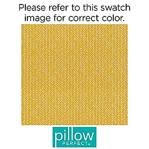 Pillow Perfect Outdoor/Indoor Herringbone Egg Yolk Square Corner Chair Cushion, 1 Count (Pack of 1), Yellow
