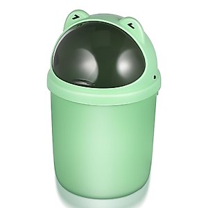MAGICLULU Cartoon Frog Trash Can with Flip Lid Cute Waste Basket Plastic Garbage Bin Garbage Can Rubbish Pail Toilet Paper Bucket for Bathroom Kitchen Office