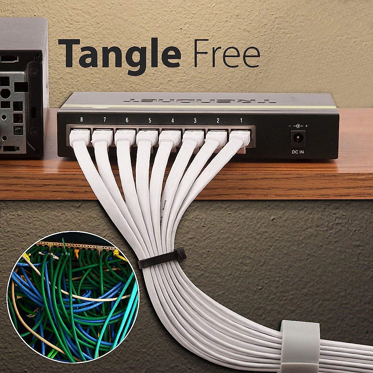 Cat7 Ethernet Cable 150ft Flat High Speed Shielded (STP) Solid Computer Network Cord with Snagless Rj45 Connectors Slim Durable Internet LAN Wire for Modem,Router.Faster Than Cat5e/Cat5/cat6(White) …
