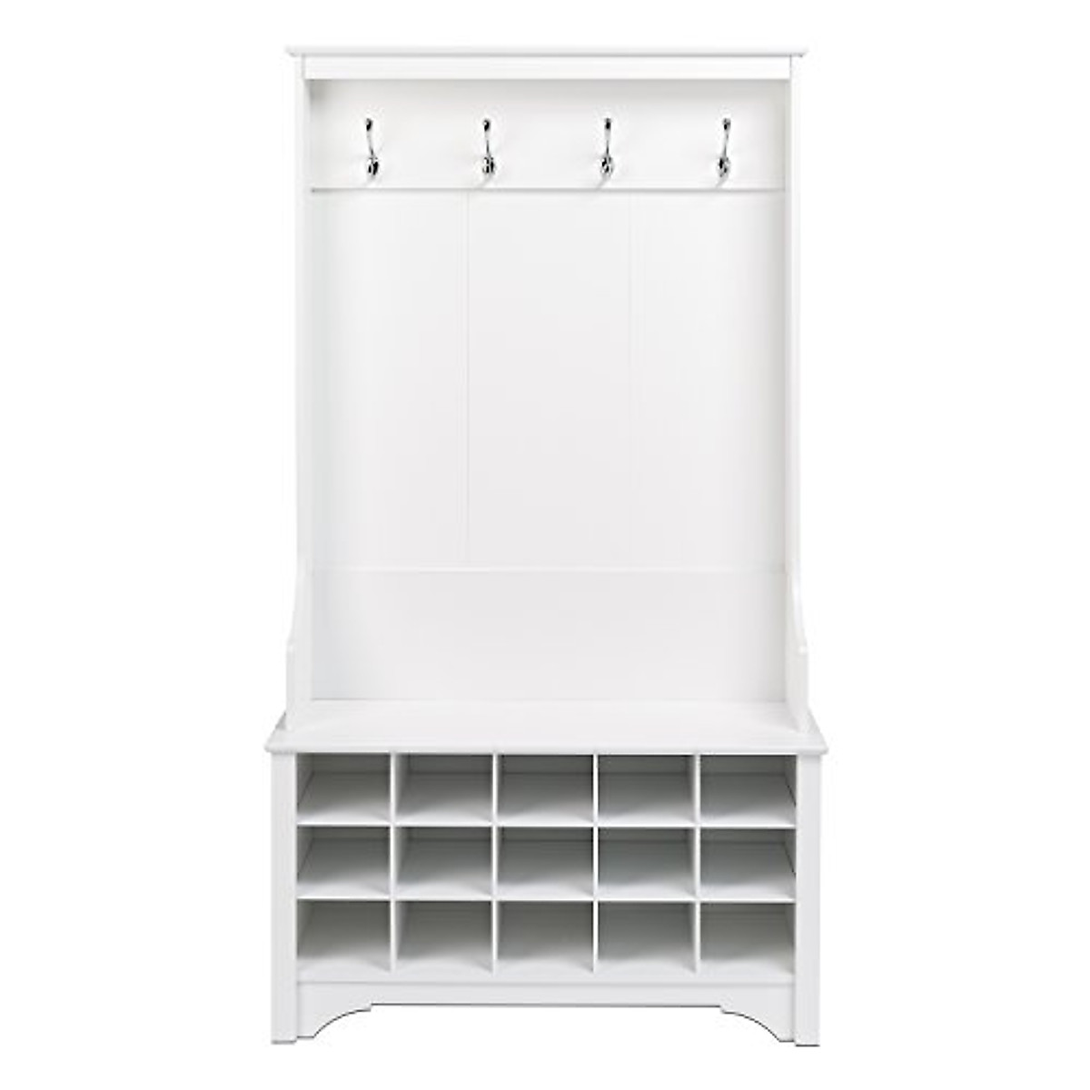 Prepac Hall Tree with Shoe Storage, White