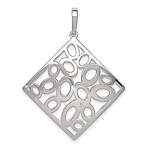 Auriga Fine Jewelry 925 Sterling Silver Polished Square with Circles Pendant (L- 31 mm, W- 29 mm) Gift for Women