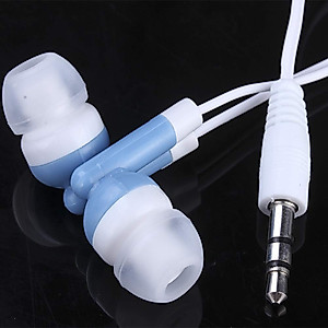 CN-Outlet Wholesale Earbuds Bulk Headphones Individually Bagged 50 Pack for iPhone, Android, MP3 Player for Schools, Libraries, Hospitals (Blue)