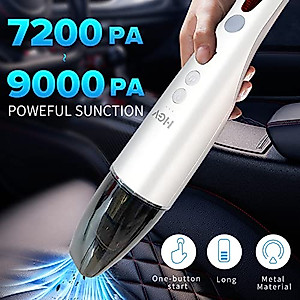 DQR HGV Handheld Mini Car Vacuum Cleaner Absorbing Pressure 150W 15000pa Rechargable in-car HEPA Filtration Car Vacuum (White)