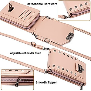 Leather Crossbody Bags for Women, Fashion Cell Phone Shoulder Bag Wallet Small Purse with Card Slot & Long Strap (Black)