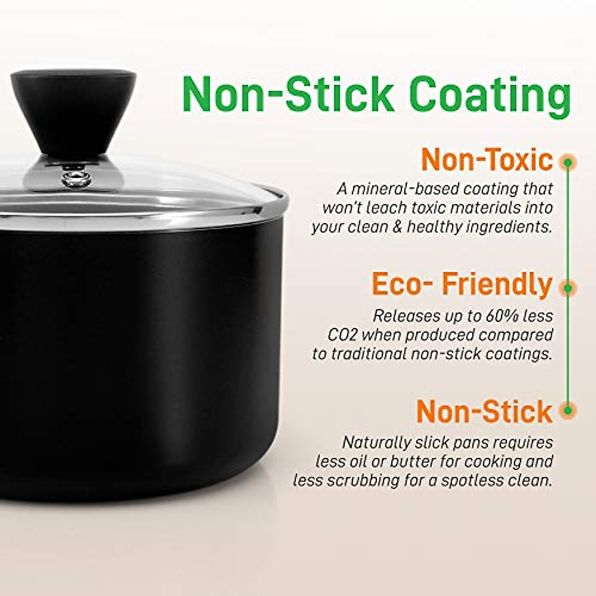 NutriChef 13-Piece Nonstick Cookware PTFE/PFOA/PFOS Free Heat Resistant Kitchen Ware Set w/Saucepan, Frying Pans, Cooking Pots, Casserole, Lids, Ladle, Fork, Strainer NCCWA13, Black