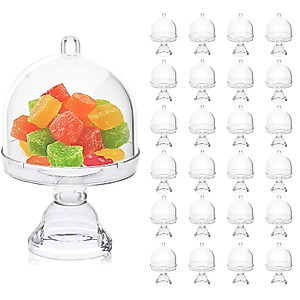 JC HUMMINGBIRD 12 Pieces 4“ H x 2.75“ W Cake Plate Stand with Dome Cover, Clear,