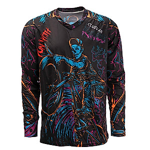 JPOJPO Men's Cycling Jersey MTB T Shirt Long Sleeve Mountain Bike Motorcycle Bicycle Clothes Anti-UV XXL Black
