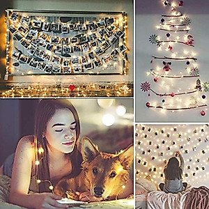 AMIR Upgraded Solar String Lights, 39Feet 120 LED Mini Copper Wire Lights, 8 Modes Waterproof Fairy Lights, Indoor Outdoor Solar Decoration Lights for Patios, Home, Parties (Warm White - Pack of 2)