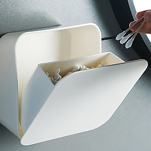 SUNFECILI Wall Mounted Cotton Swab Holder Cotton Pads Holder Dispenser,Flip Top Cosmetic Cotton Wall Mounted Organizer For Bathroom,Qtip Dispenser Qtip Jars With Lid