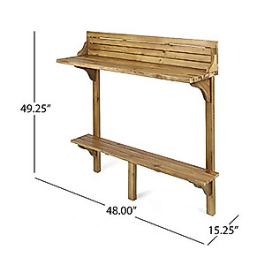 Christopher Knight Home Caribbean Outdoor Acacia Wood Balcony Bar Set, 3-Pcs Set, Natural Stained Light Brown