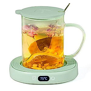 DUHEL Smart Coffee Mug Warmer for Drinks and Food,Candle Warmer Plate,Large Panel Heating Diameter Up to 130mm.Can be Used to Warmer Coffee,Milk,Tea,Cake,Egg Tarts,Candle Etc.(Green)