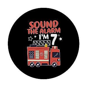 Fire Truck 7th Birthday Firefighter Fireman 7 Year Old PopSockets Swappable PopGrip
