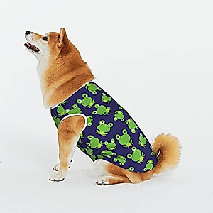 Frogs Dog Shirt Soft Cotton Dogs Clothes Cool Breathable Pet Vest Casual Cozy Lightweight Dog Pajamas for Medium Large Dogs