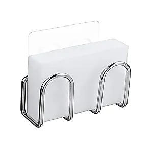 JINGWAYS Sponge Holder Sink Caddy for Kitchen Accessories, No Drilling Adhesive,Rustproof SUS304 Stainless Steel