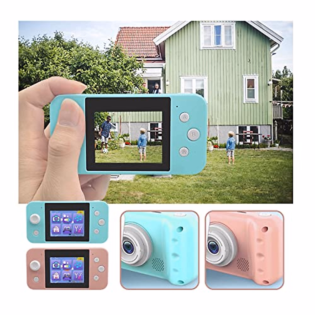New 1080P Digital Camera for Kids Front 20MP Children's Camera with 2.4in Screen Eye Protection for Boys & Girls Rechargeable Electronic Camera with Easy Game High-Capacity 500mAh