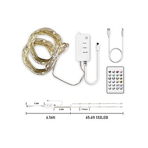 Probro Smart Fairy Lights, 66ft WiFi Dynamic Halloween Lights Work with Alexa Google Home RGB Color Changing Christmas Lights Outdoor 44 Modes Music Sync String Lights Bedroom for Halloween Christmas