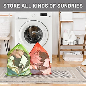 Berlune Laundry Bag Large 24'' x 32" colorful Mesh Laundry Bag with Drawstring Heavy Duty Mesh Bag Machine Washable Drawstring Bag for Delicate College Dorm Travel(12 Pcs)