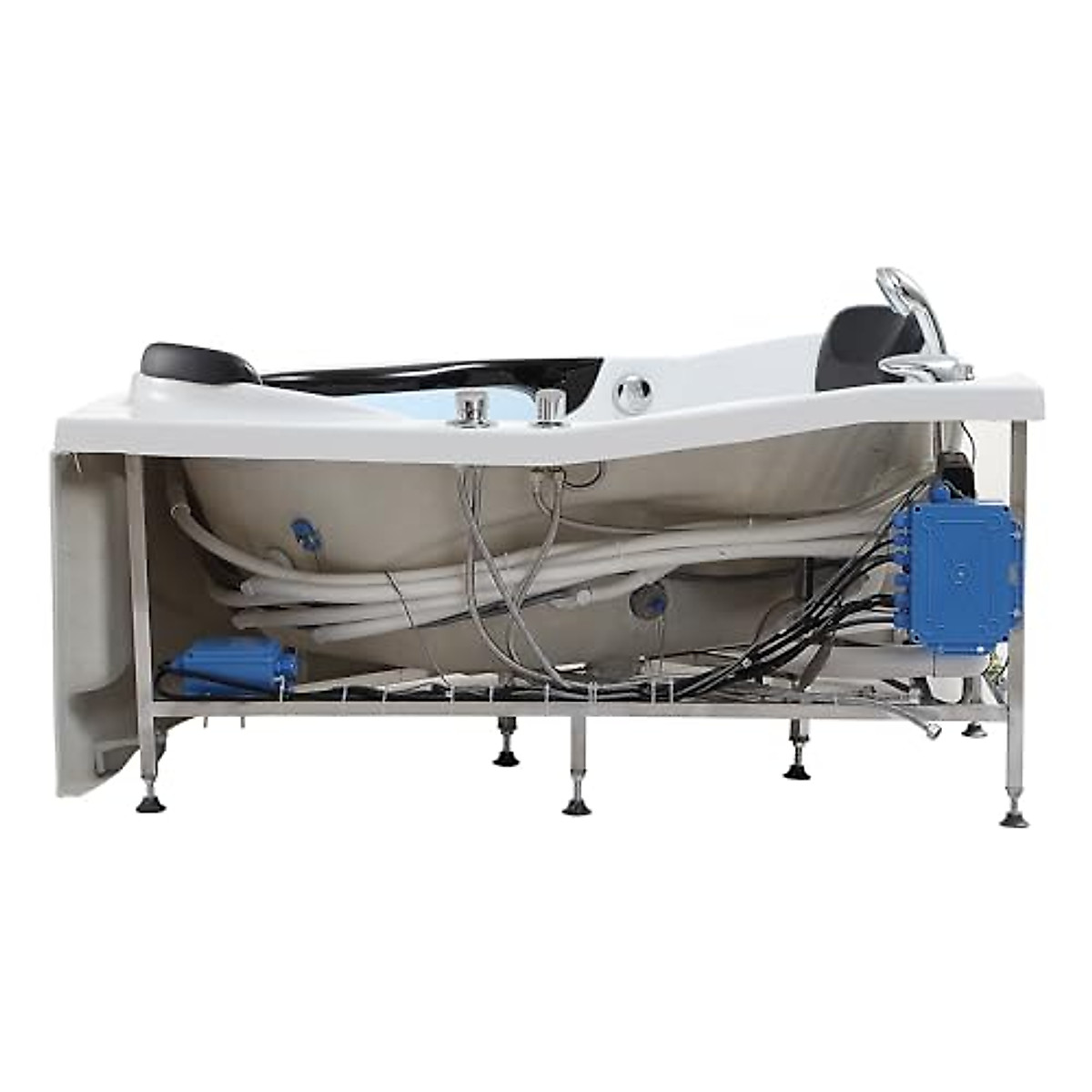 Empava Corner Whirlpool Bathtub with Heater,2 Person 59" Jetted Tub with Light,Spa Hydromassage with Chromatherapy,Acrylic,White, ETL Certified