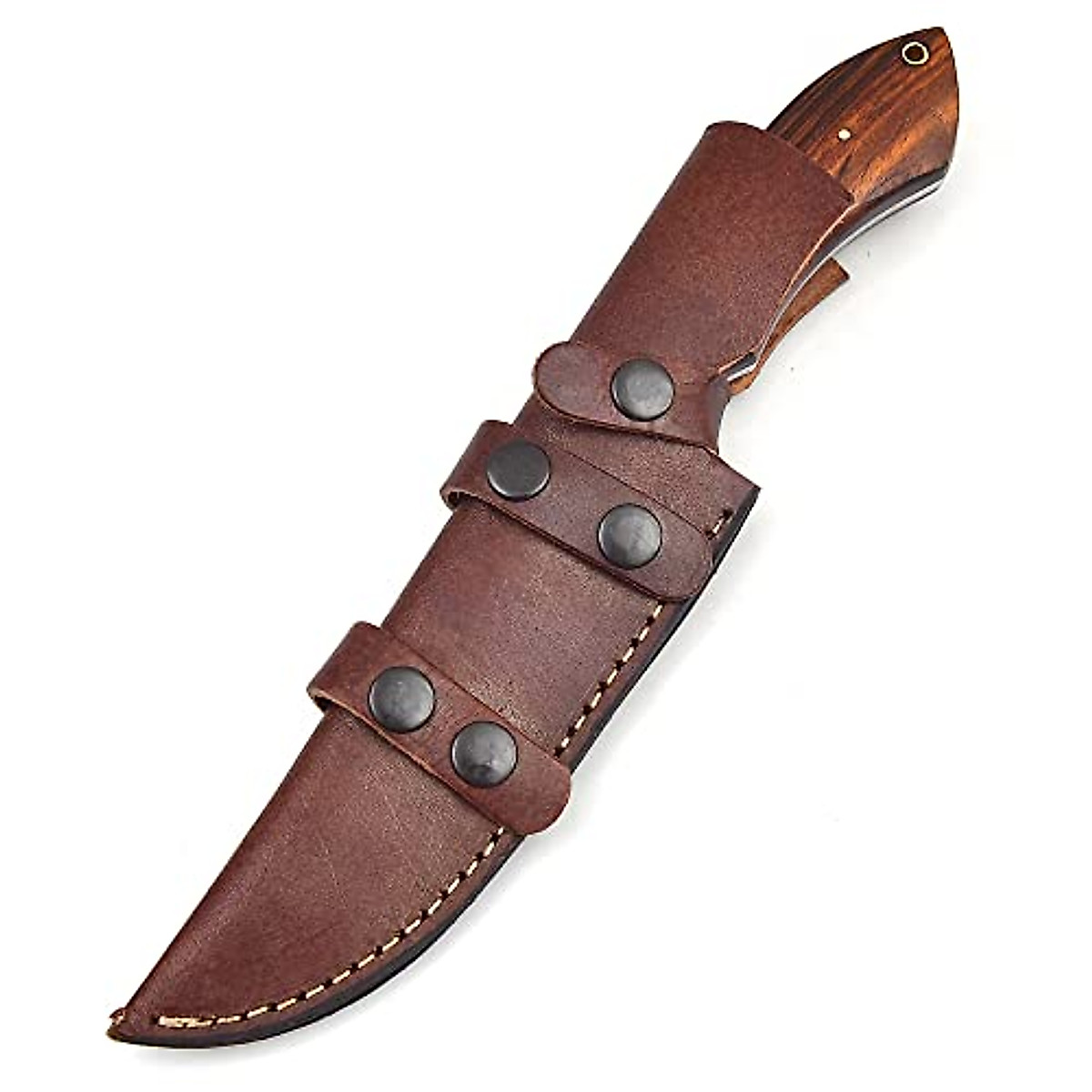 Handmade Damascus Steel Hunting Bowie Knife with Leather Sheath | 11'' Hand Forged Full Tang Fixed Blade Damascus Skinning Knives For Men and Women | EDC Razor Sharp Blade Bushcraft Camping Survival Knifes with Belt loop for Vertical and Horizontal Carry