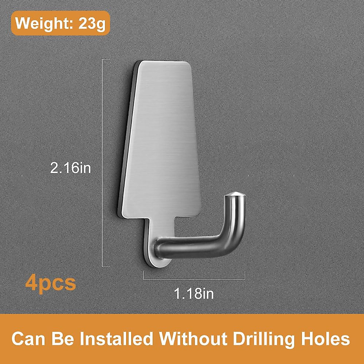 SYJINGLINK Wall Hooks for Hanging,Bath Towel Hooks ，Heavy Duty Waterproof Stainless Steel Hook,Modern Coat Hooks (Pine Hook (Silver) 8pcs)