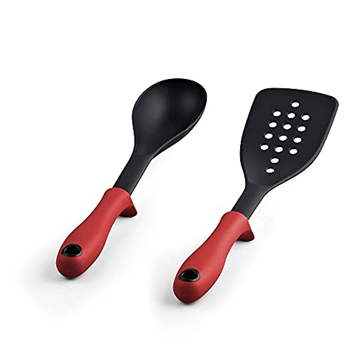 Cook N Home 2601 Stay Cool Handle Pattern 12-Piece Nonstick Cookware Set, Marble Red