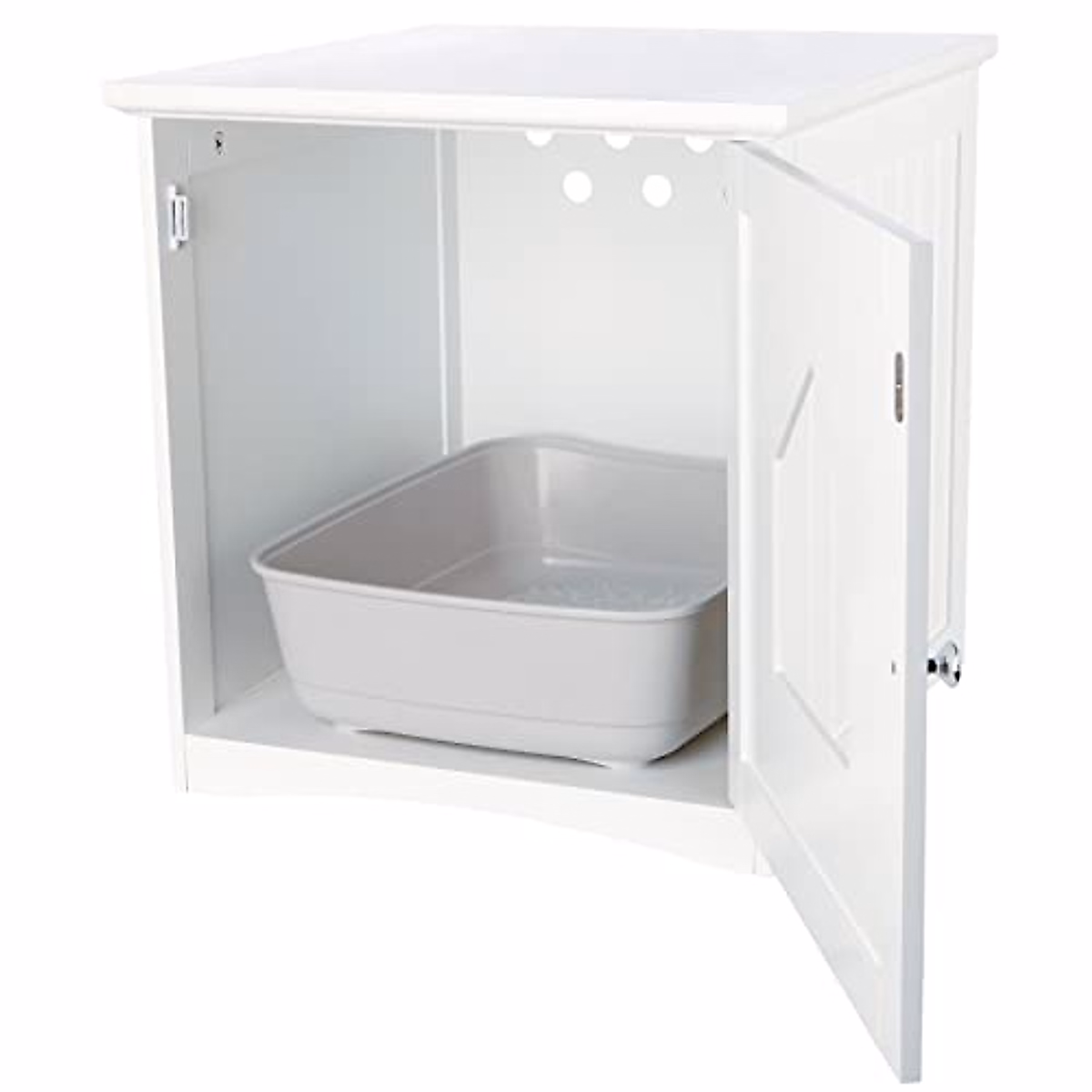TRIXIE Litter Box Enclosure, Hidden Kitty Litter Box Cabinet, Furniture Style, White,(19.84 LBS)