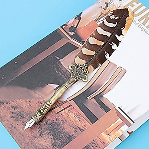 ChristmasBirthdays Gifts, Antique Quill Feather Pen Set Calligraphy Writing Quill Pen for Holidays for Holidays, Christmas, Birthdays Gifts with 3 Nibs Set School Supplies