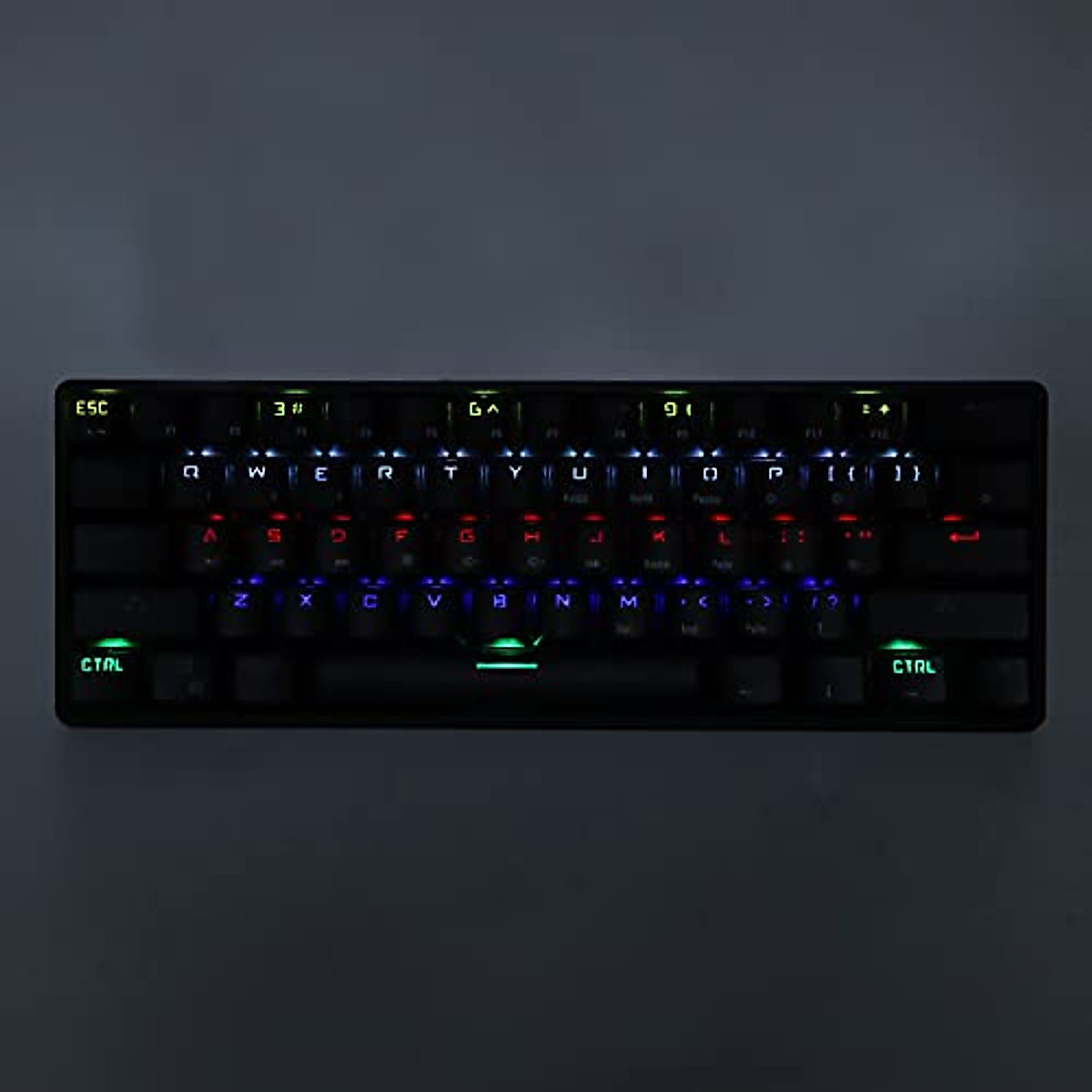 01 Gaming Keyboard, Variety of Backlight Effects and Dynamic RGB Modes with 61‑Key Mechanical Axis Backlit Keyboard for Home for Office